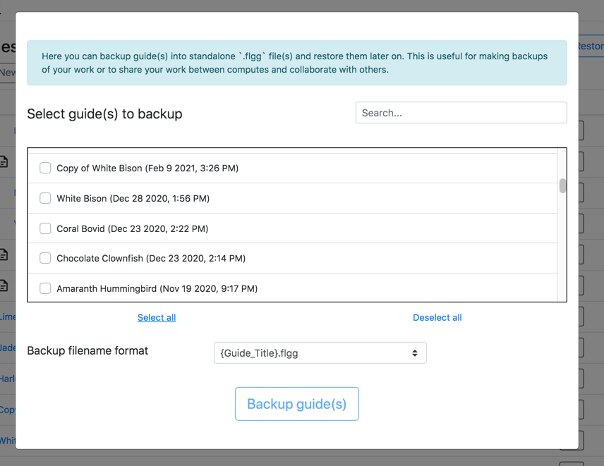 Restore and backup guides | Folge User Manual